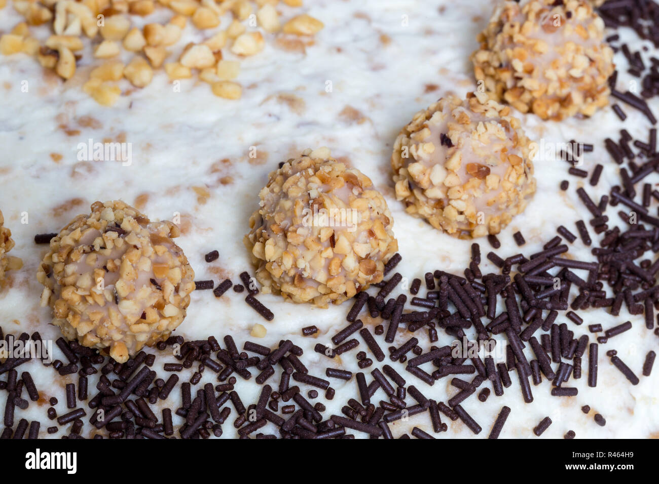 almond nut cake with chocolate sprinkles detail Stock Photo - Alamy