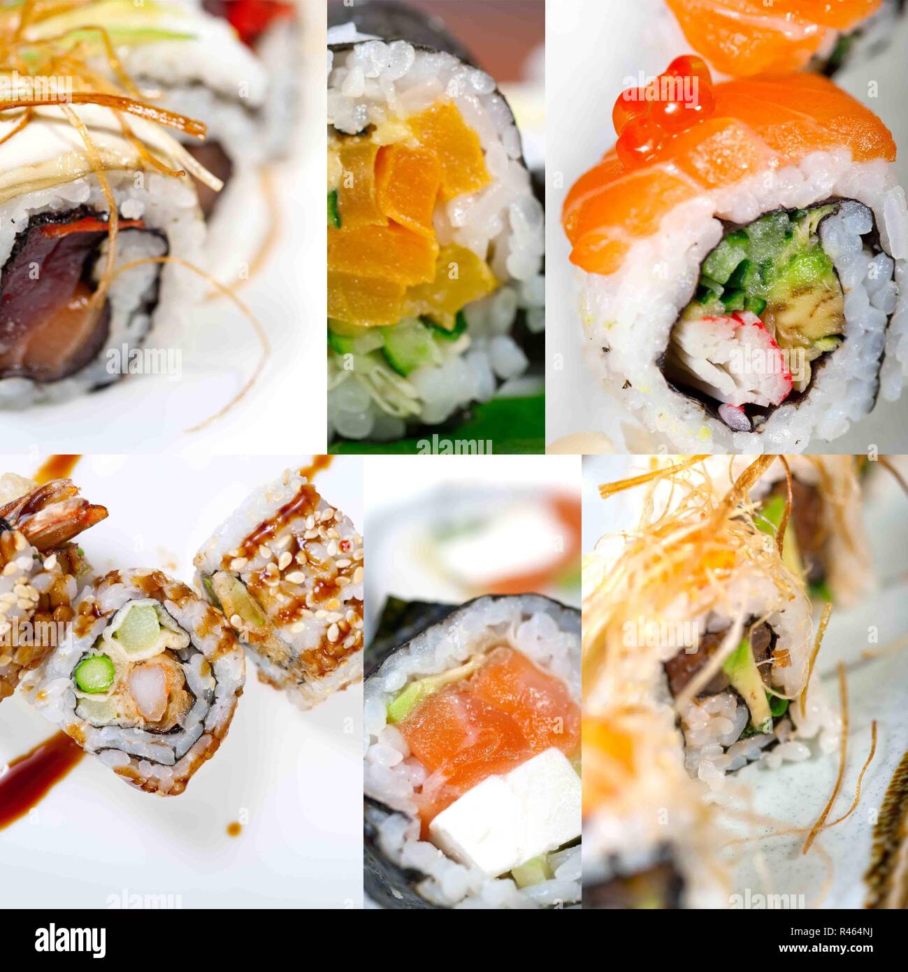 Japanese sushi collage Stock Photo - Alamy