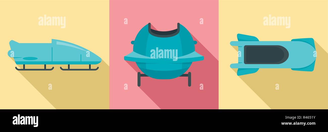 Bobsleigh icon set. Flat set of bobsleigh vector icons for web design Stock Vector Image & Art ...