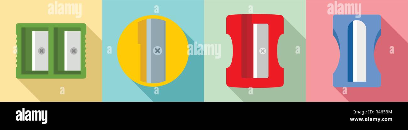 Sharpener icon set. Flat set of sharpener vector icons for web design ...