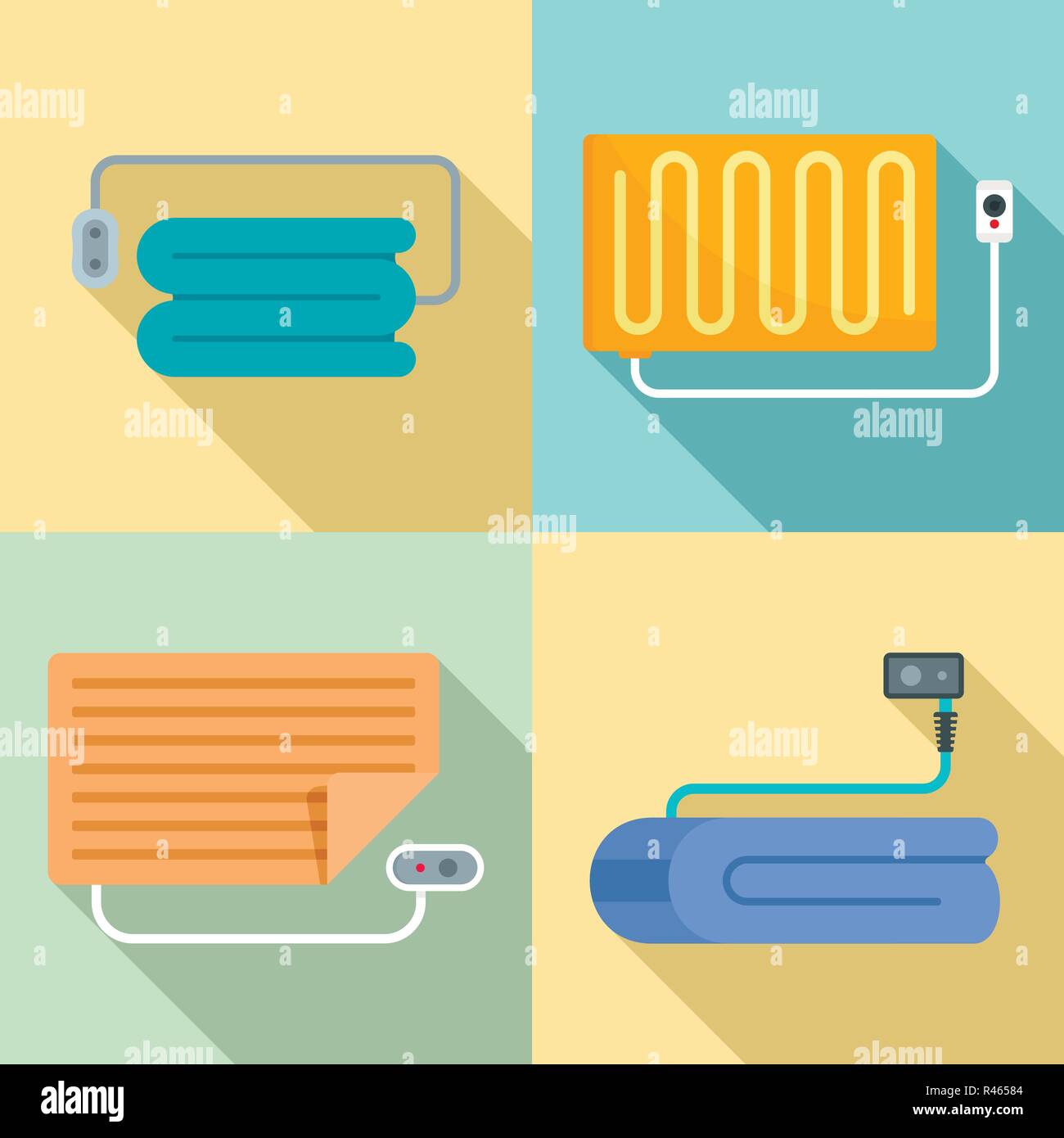 Electric blanket icon set. Flat set of electric blanket vector icons for web design Stock Vector ...