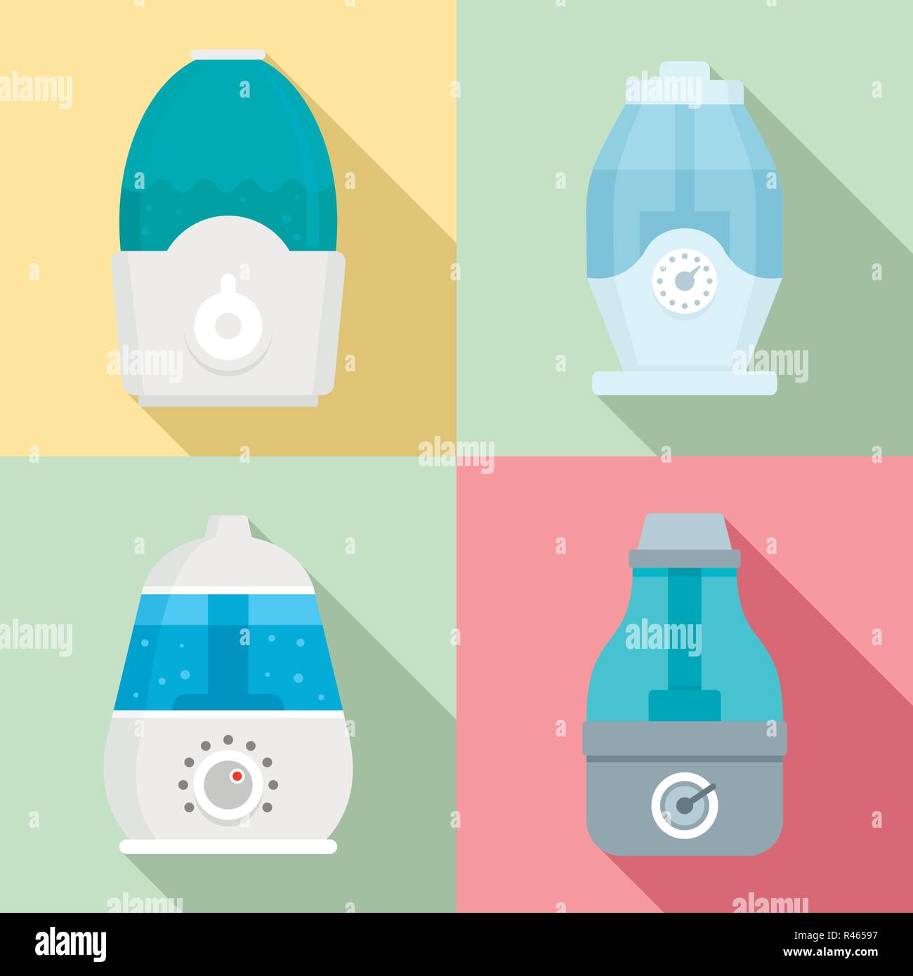 Humidifier icon set. Flat set of humidifier vector icons for web design ...