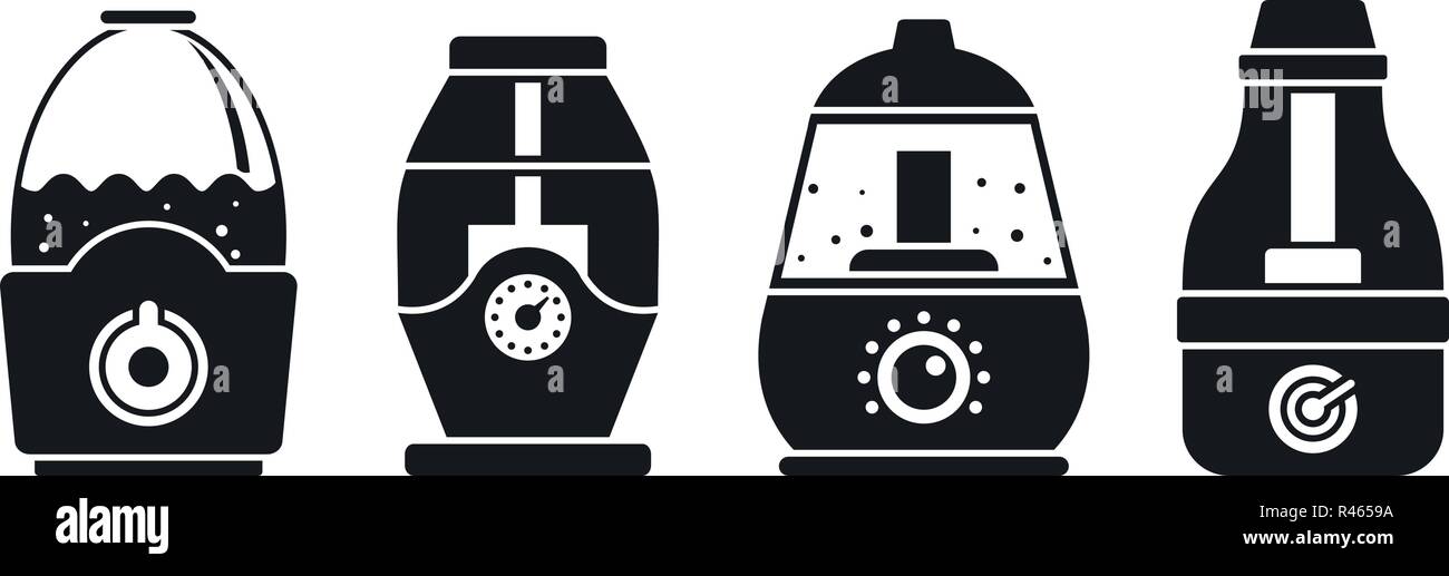 Air humidifier icon set. Simple set of air humidifier vector icons for ...