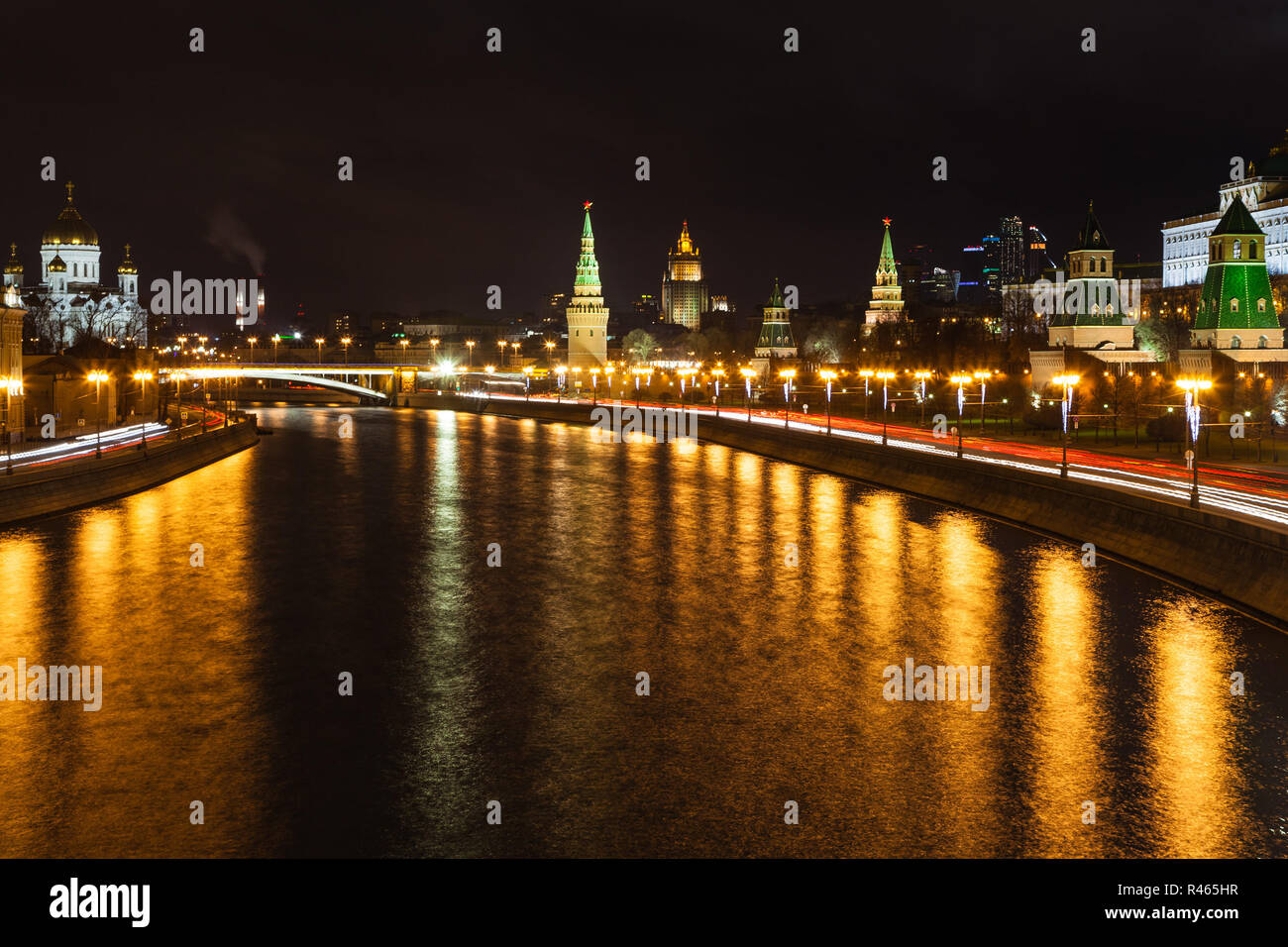 illuminated Moskva River in Moscow city Stock Photo - Alamy