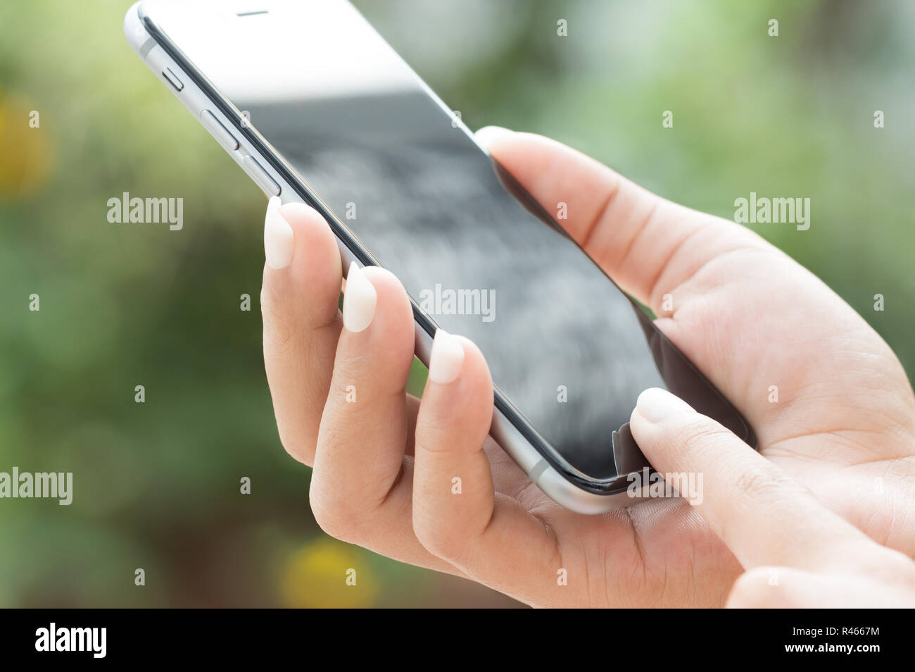 closeup hand touching on phone Stock Photo - Alamy