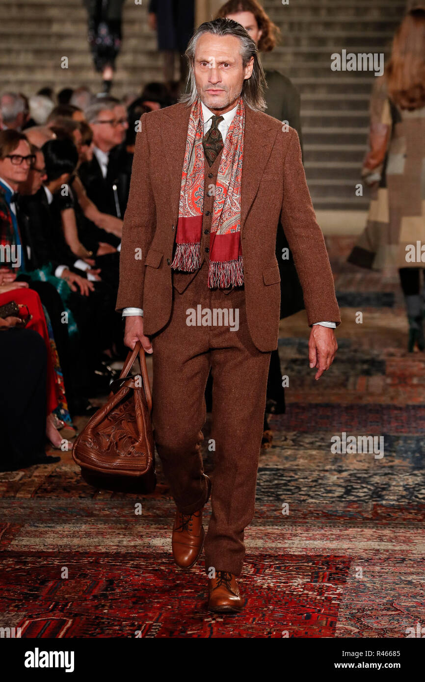 NEW YORK, NY - SEPTEMBER 07: A model walks the runway for Ralph Lauren ...