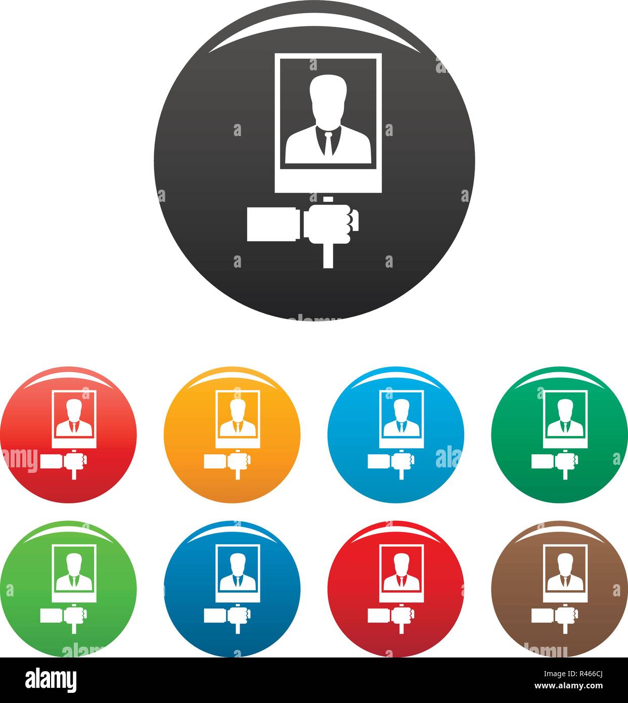 Candidate hand poster icons set 9 color vector isolated on white for ...