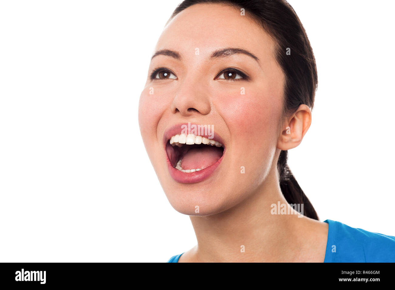 Pretty woman calling out loud Stock Photo - Alamy