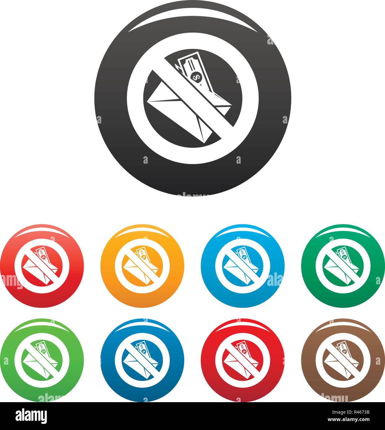 No money bribery icons set 9 color vector isolated on white for any ...