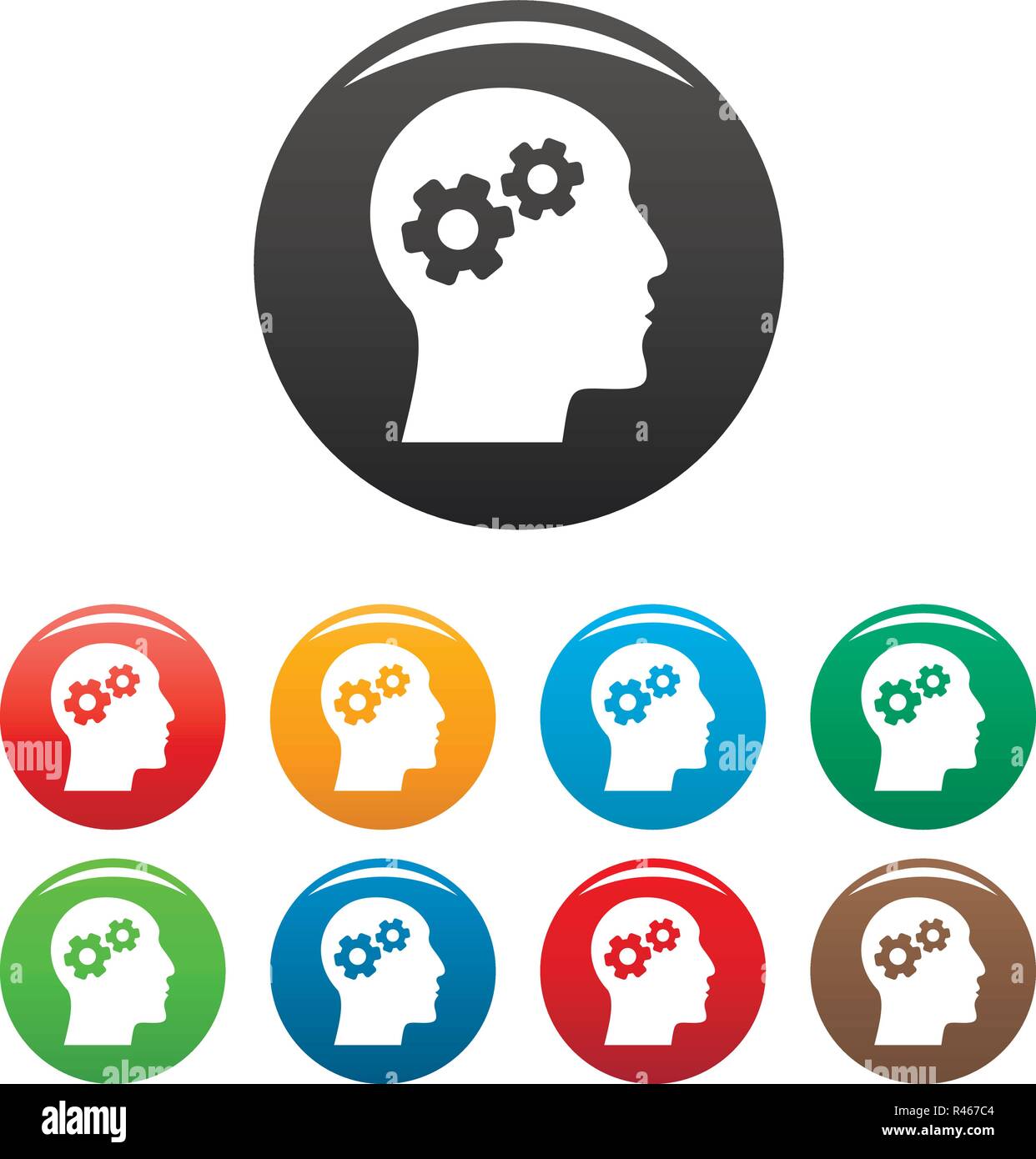 Genius brand brain icons set 9 color vector isolated on white for any ...