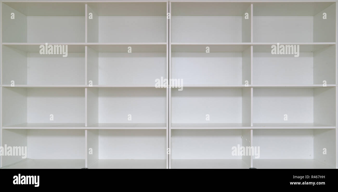 Empty white book case hi-res stock photography and images - Alamy