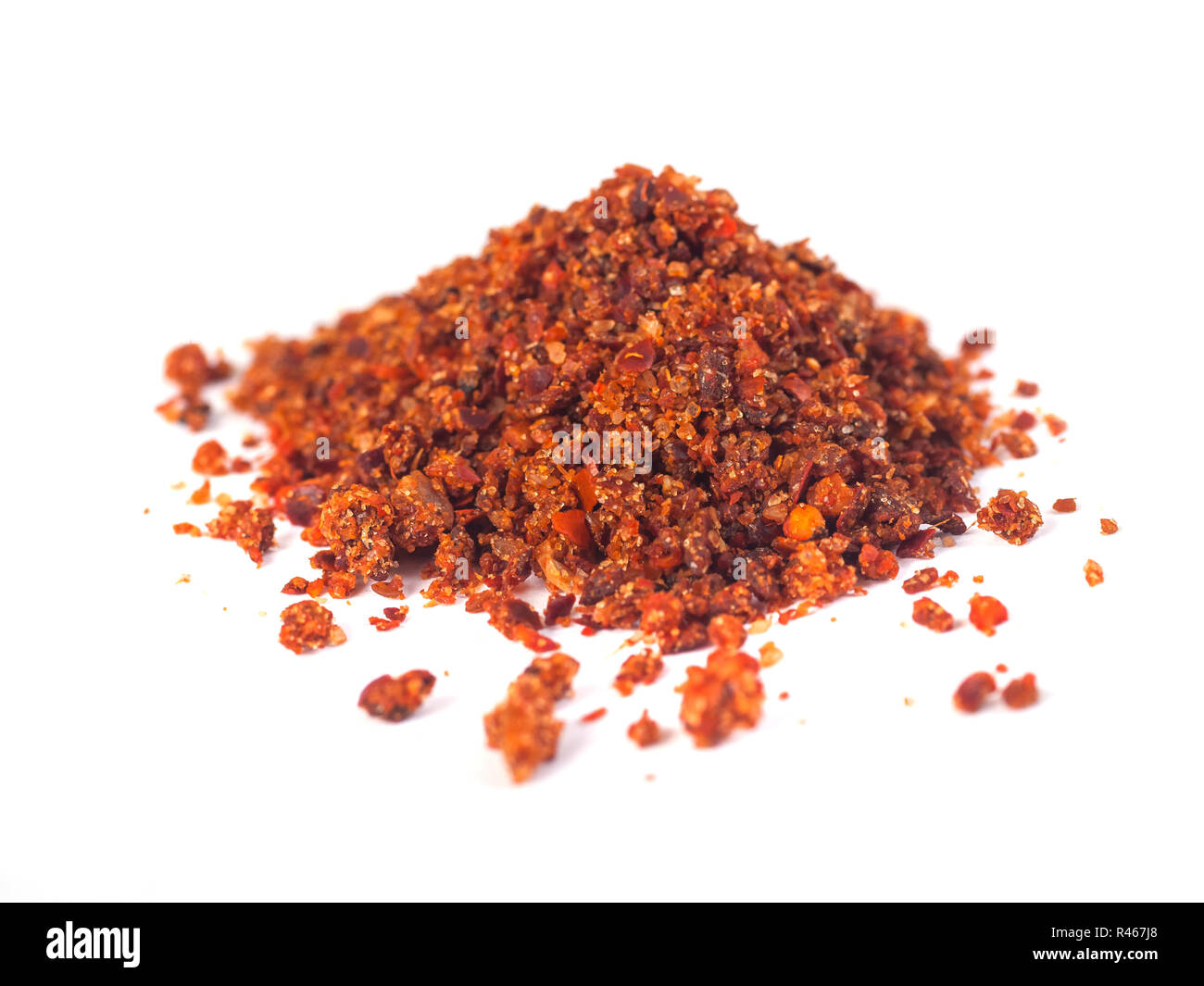 traditional Georgian salt mixed with Powdered red peppers isolated on ...