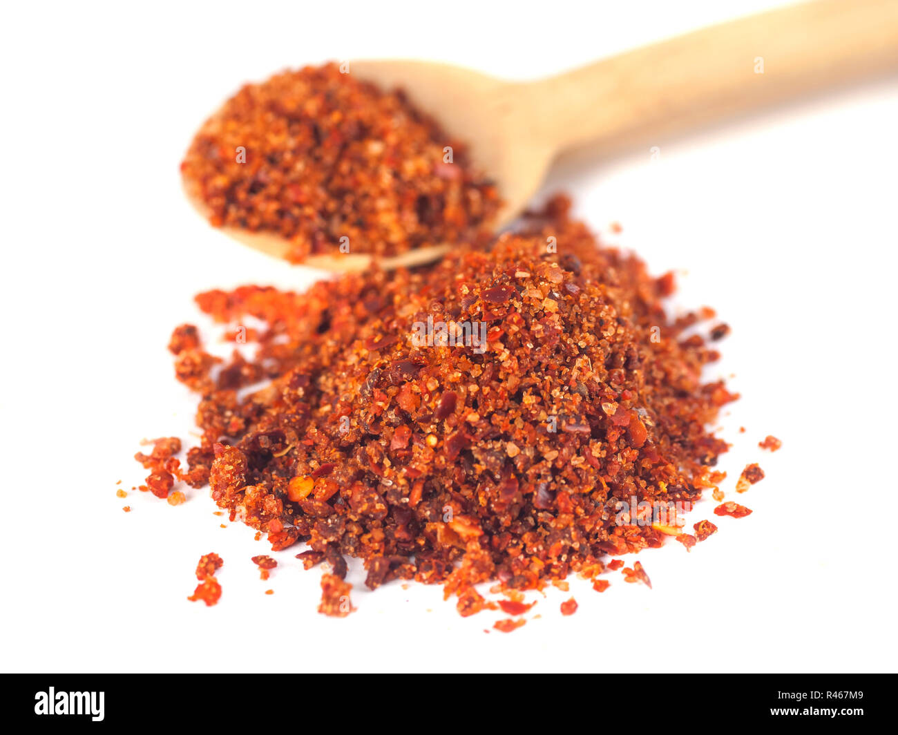 traditional Georgian salt mixed with Powdered red peppers isolated on ...