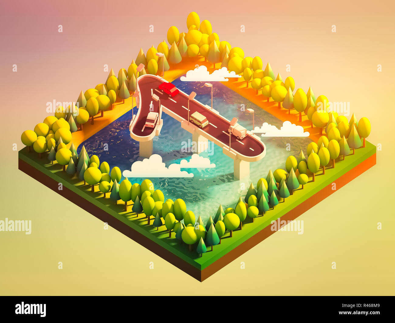 Isometric island transportation Stock Photo - Alamy