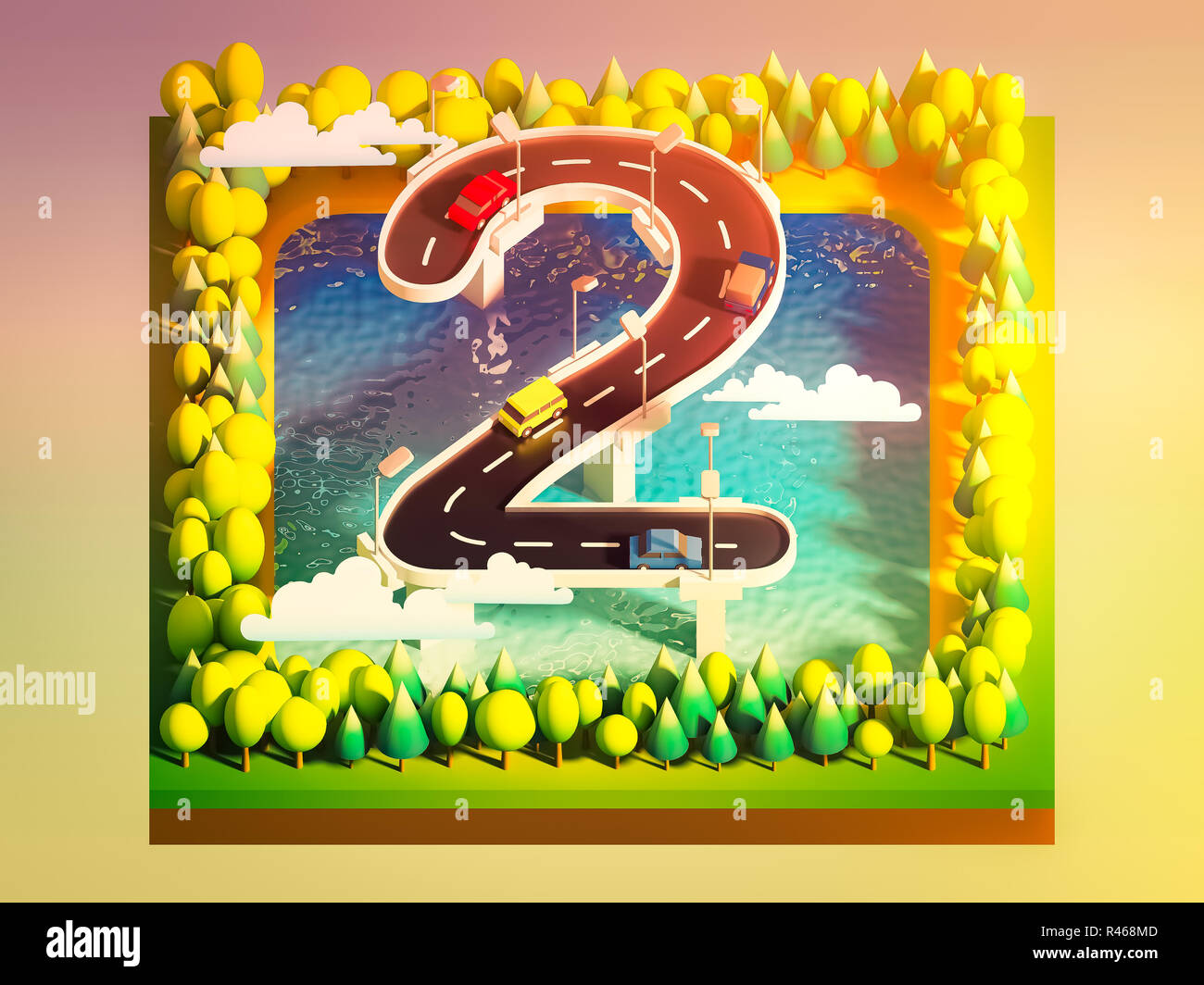 Isometric island transportation Stock Photo - Alamy