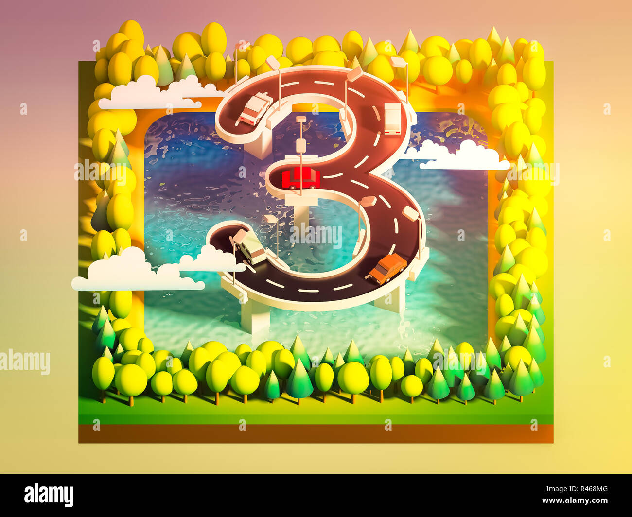 Isometric island transportation Stock Photo - Alamy