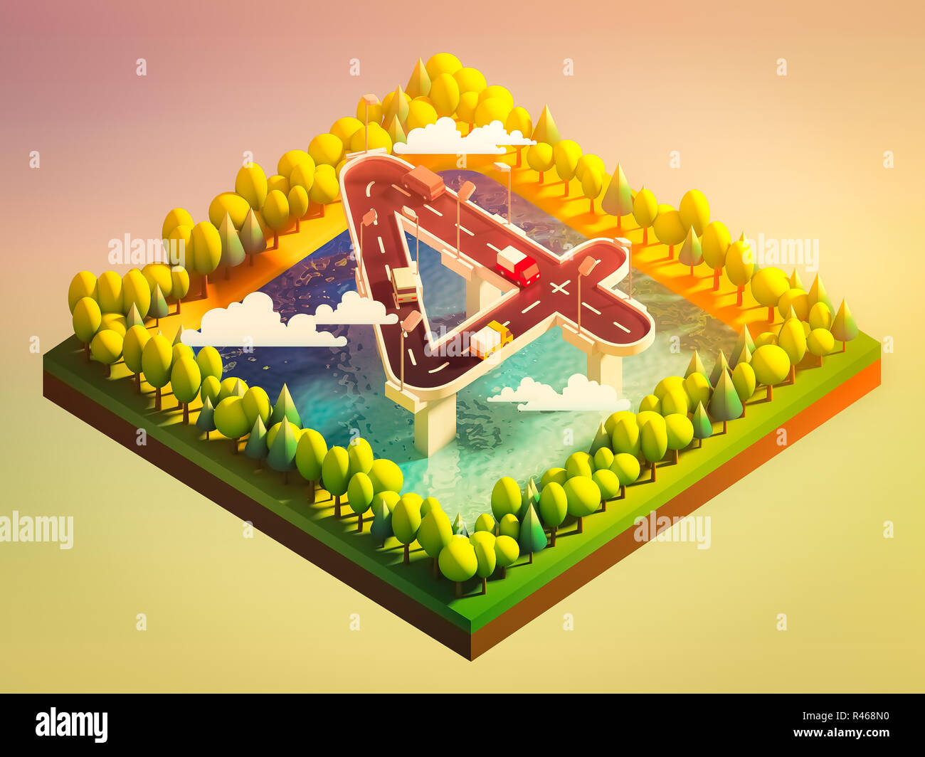 Isometric island transportation Stock Photo - Alamy