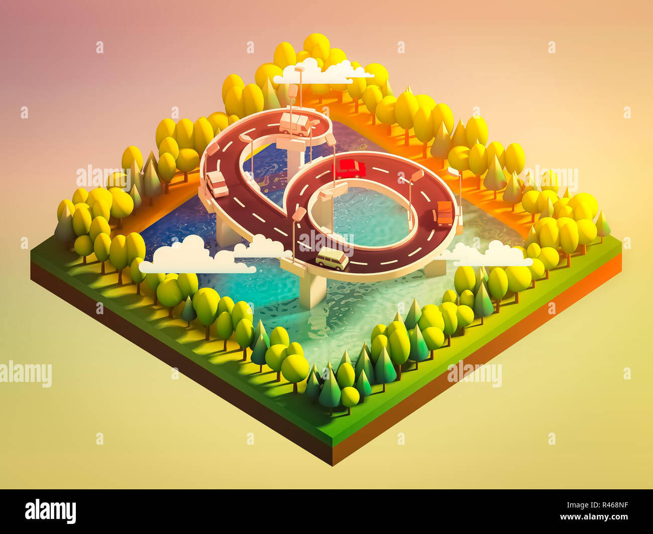 Isometric island transportation Stock Photo - Alamy