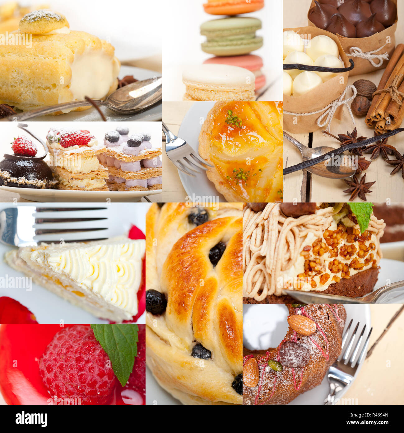 fresh dessert cake collage Stock Photo - Alamy