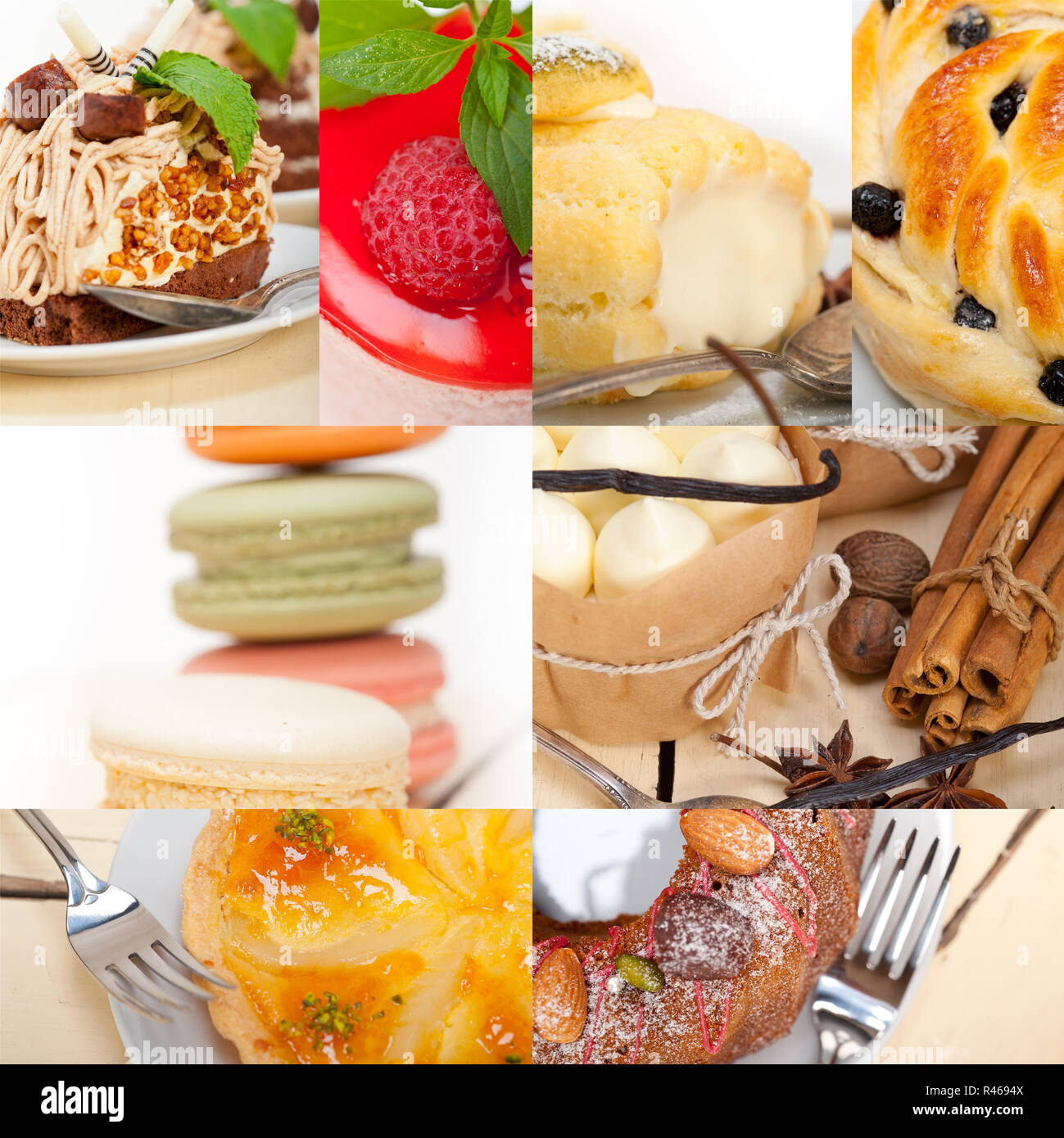 fresh dessert cake collage Stock Photo - Alamy