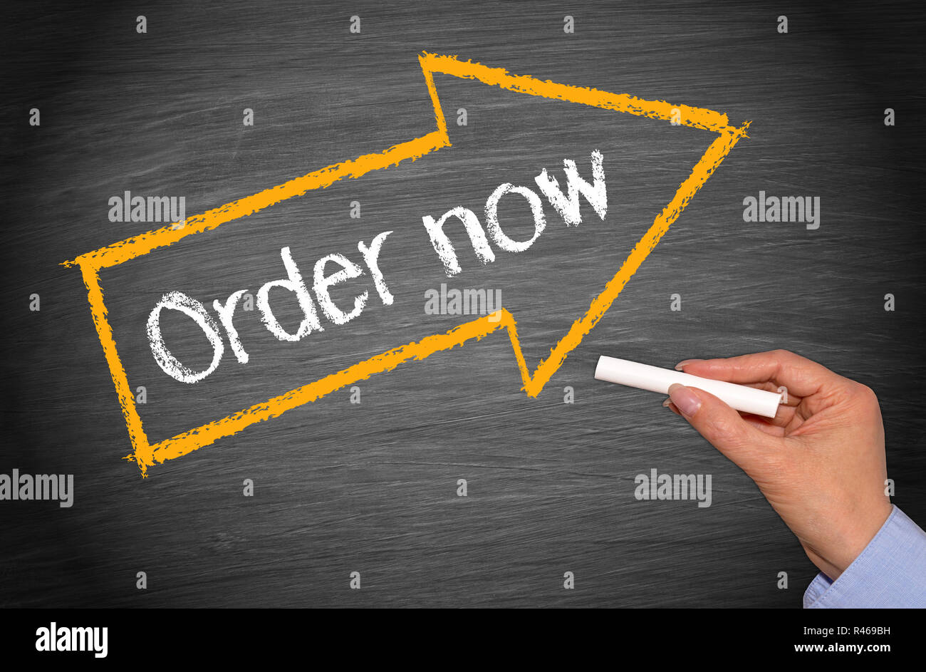 Order now - Arrow with text Stock Photo - Alamy