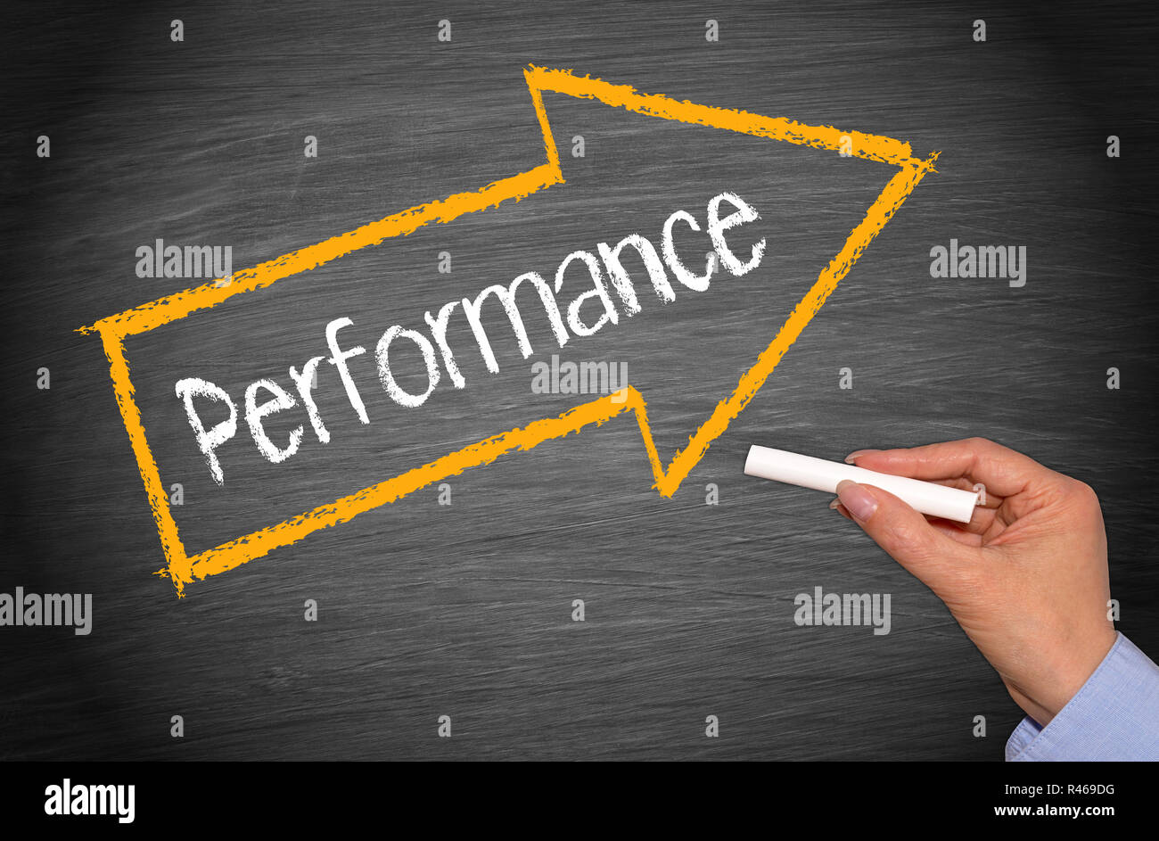 Performance - arrow with text Stock Photo - Alamy