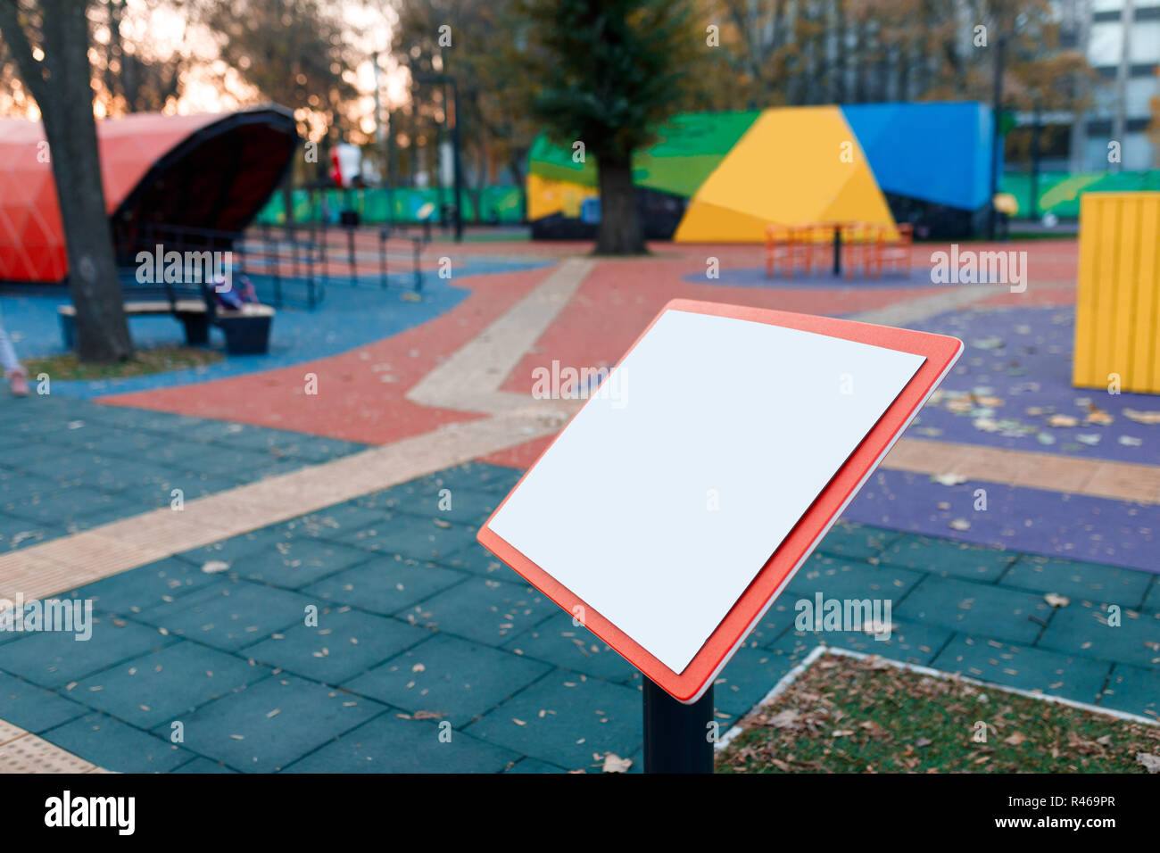 White blank sign board in the park Stock Photo - Alamy