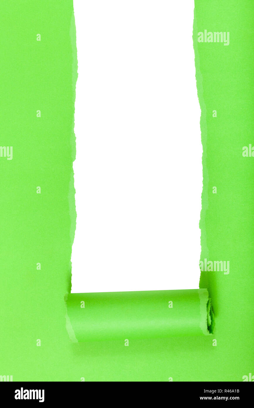 green rolled-up torn paper on vertical background Stock Photo - Alamy