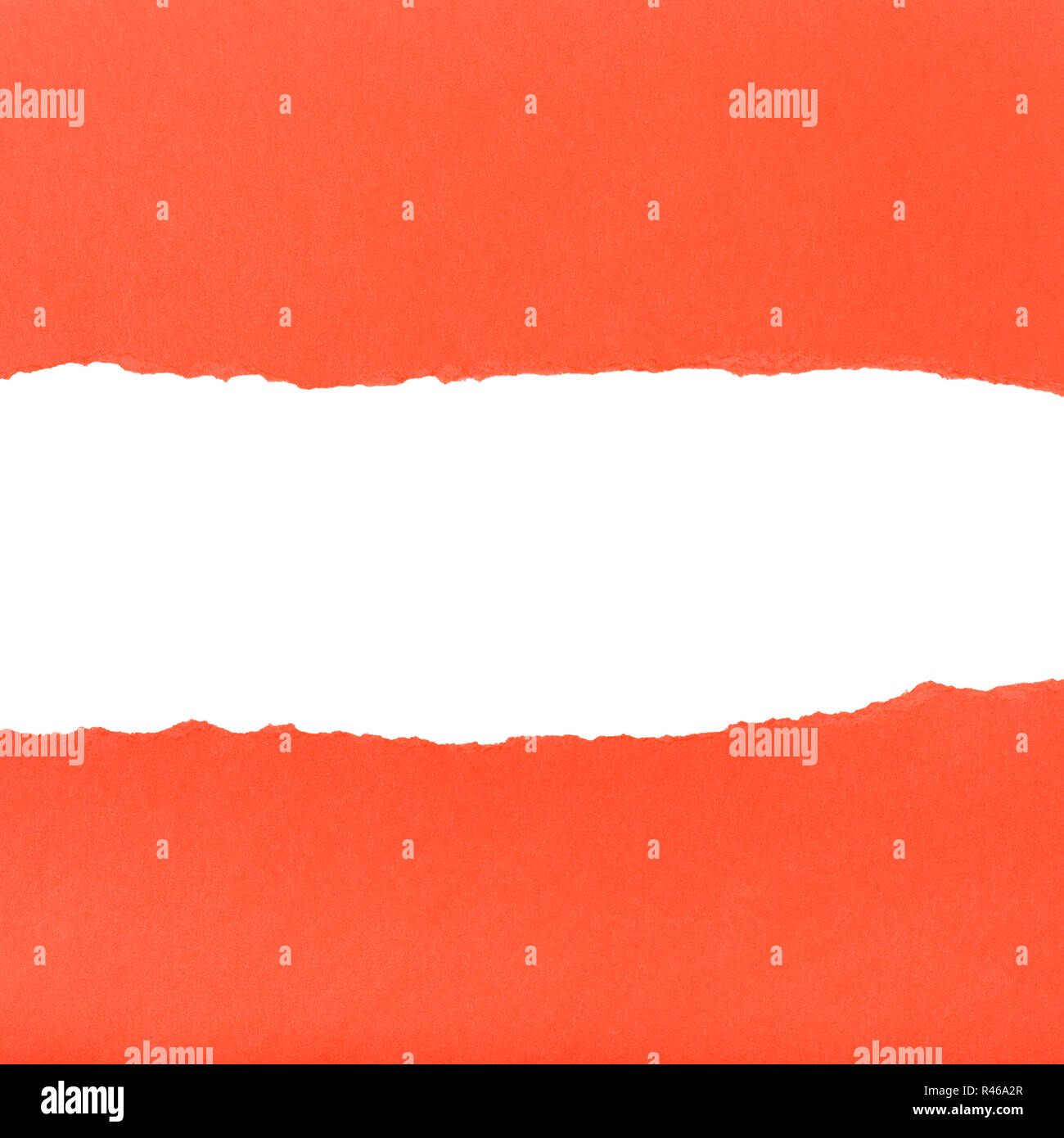 splitted halves of the sheet of red ripped paper Stock Photo - Alamy