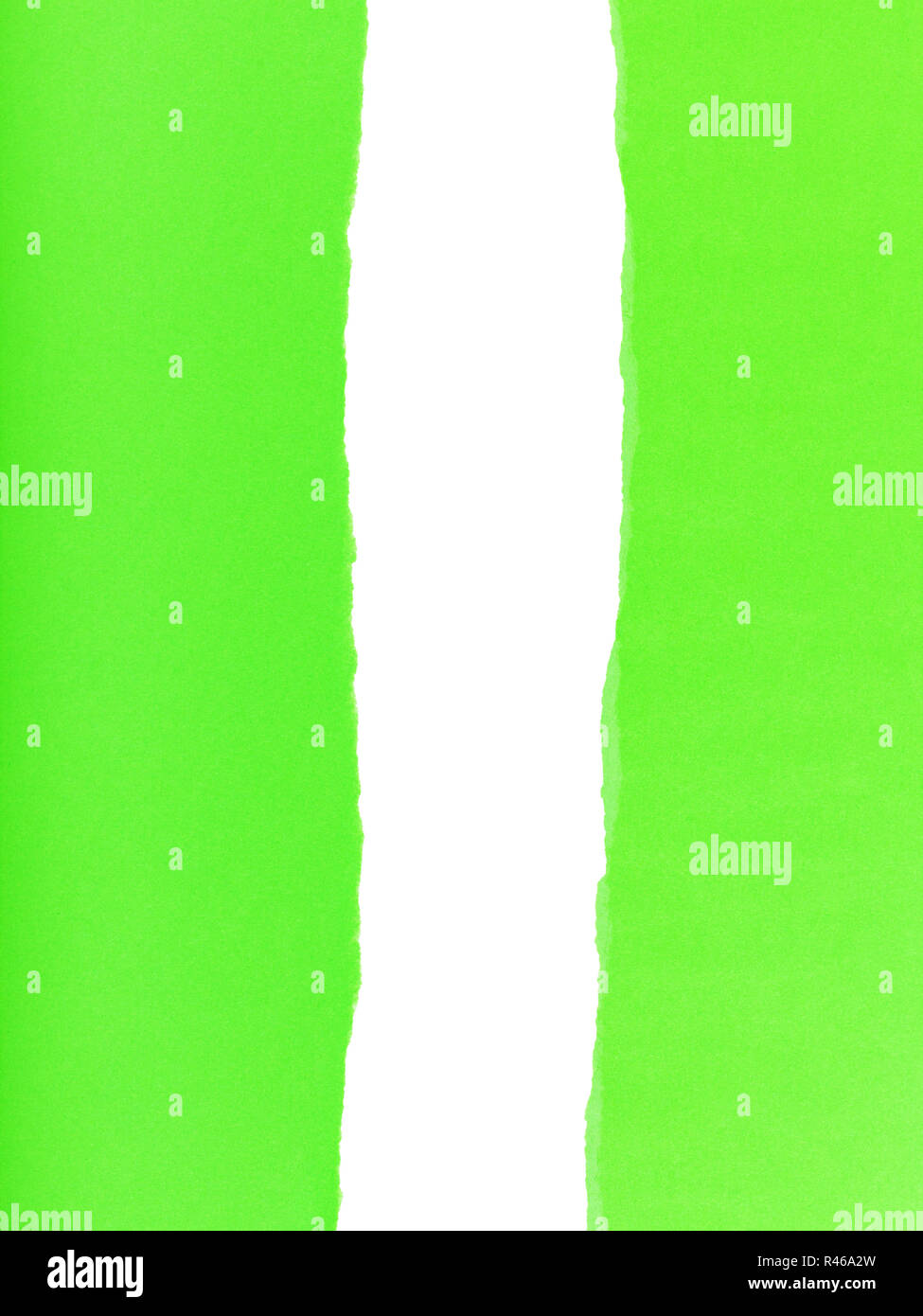 separated halves of sheet of green ripped paper Stock Photo - Alamy