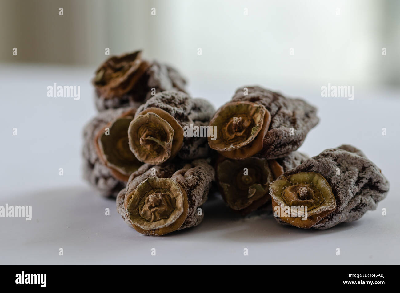 Dried persimmon on white background in the kitchen,close up Stock Photo ...