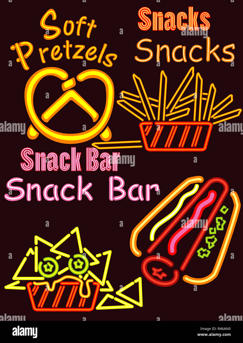 Neon Lights Snack bar 1 Stock Photo - Alamy