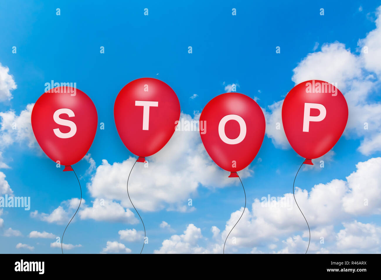 stop text on balloon Stock Photo - Alamy