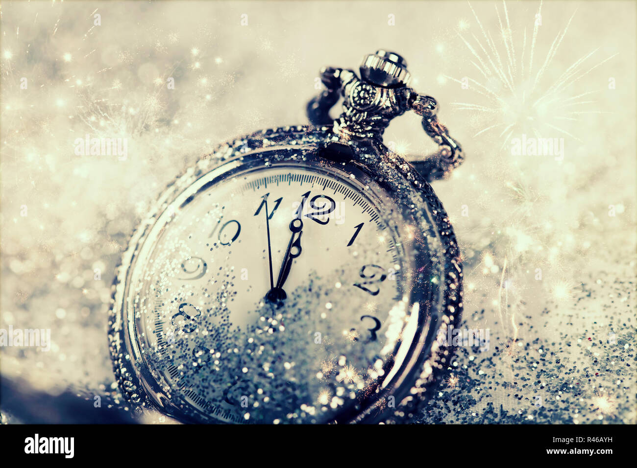 Old watch pointing midnight - New Year concept Stock Photo - Alamy