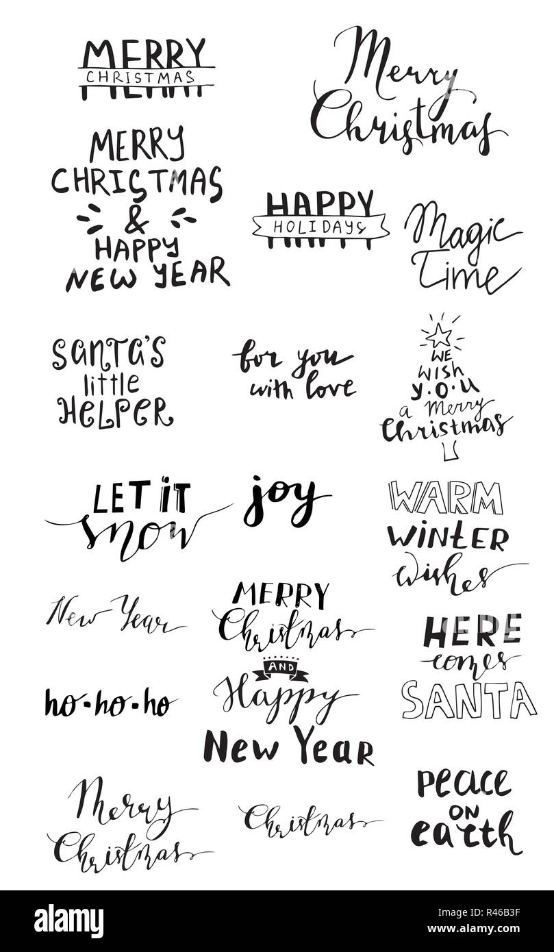 Set of Christmas lettering handwritten Stock Vector Image & Art - Alamy