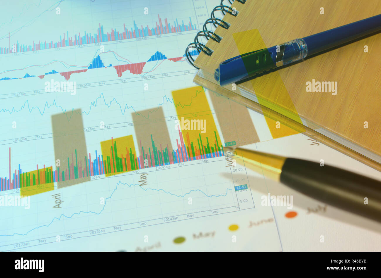 Graphs and pen Stock Photo - Alamy