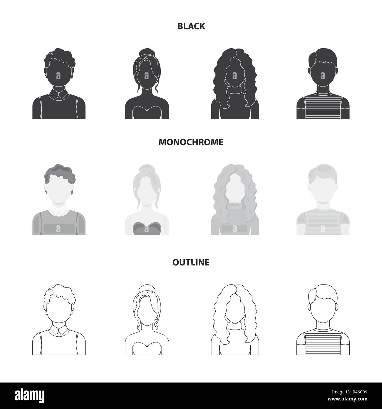 Curly-haired boy, blond, red-haired, teenager.Avatar set collection ...