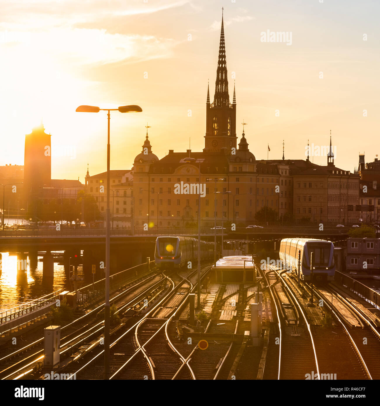 Railway tracks and trains in Stockholm, Sweden Stock Photo - Alamy