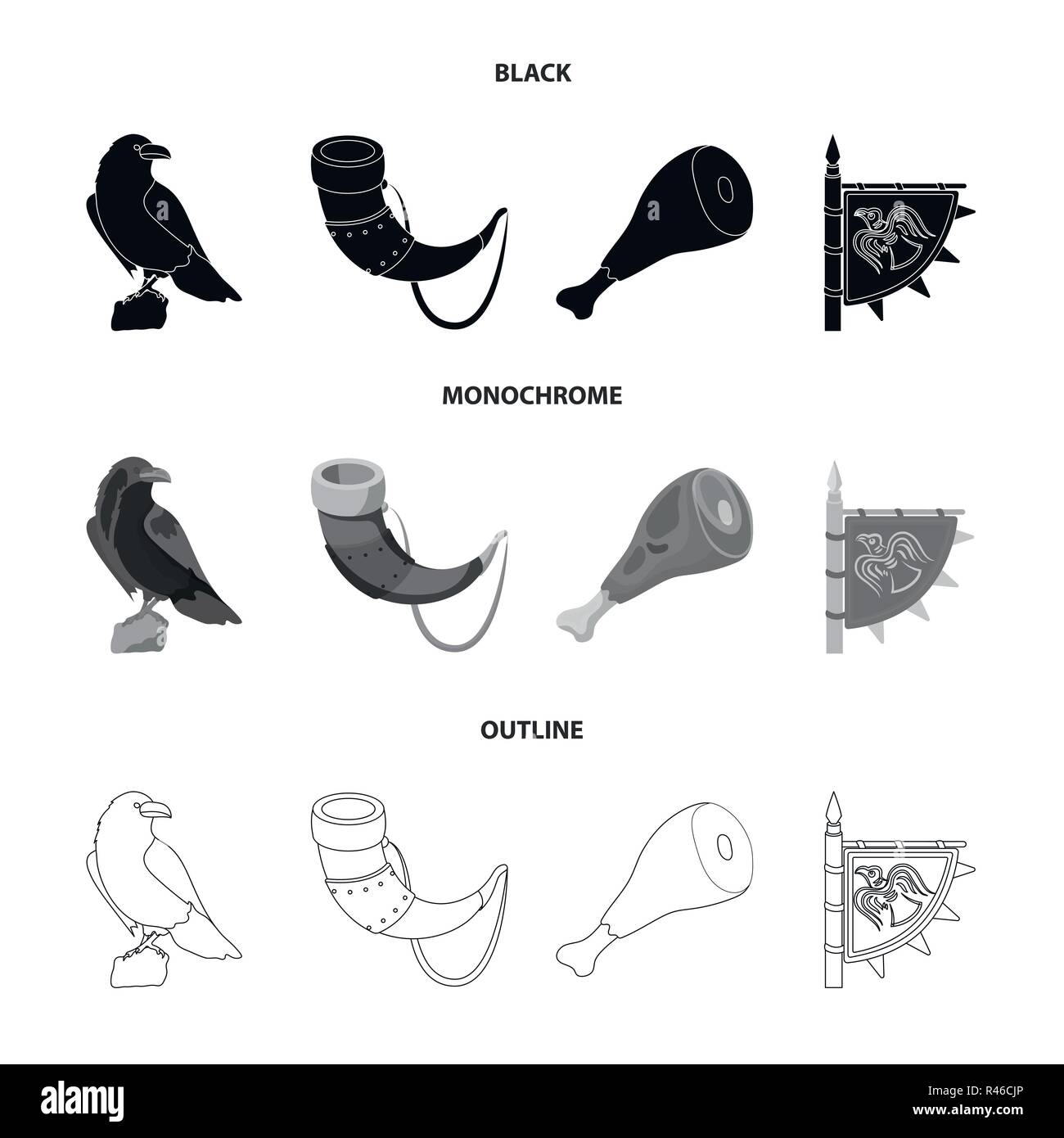 Outline Black Crow Cut Outs