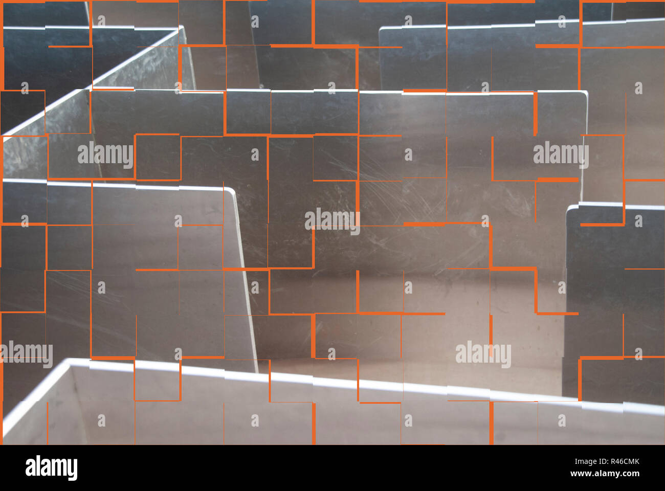 Metal labyrinth with tile pattern as a template Stock Photo - Alamy