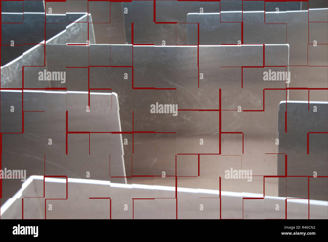 Metal labyrinth with tile pattern as a template Stock Photo - Alamy