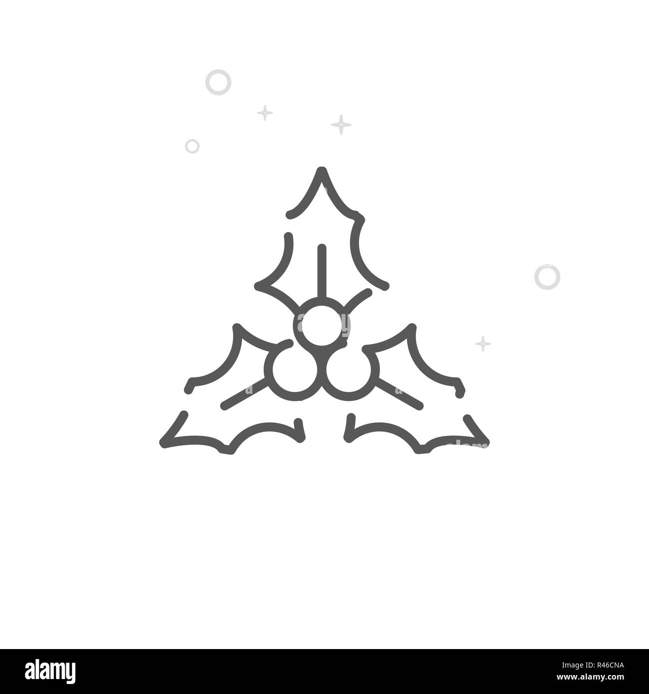 Christmas Mistletoe Leaves Line Icon. New Year Celebrations Symbol ...