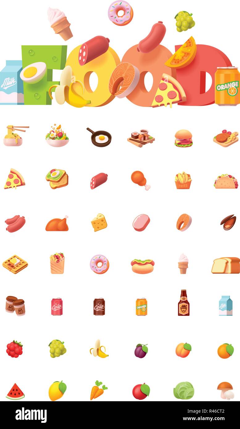 Vector food icon set Stock Vector Image & Art - Alamy