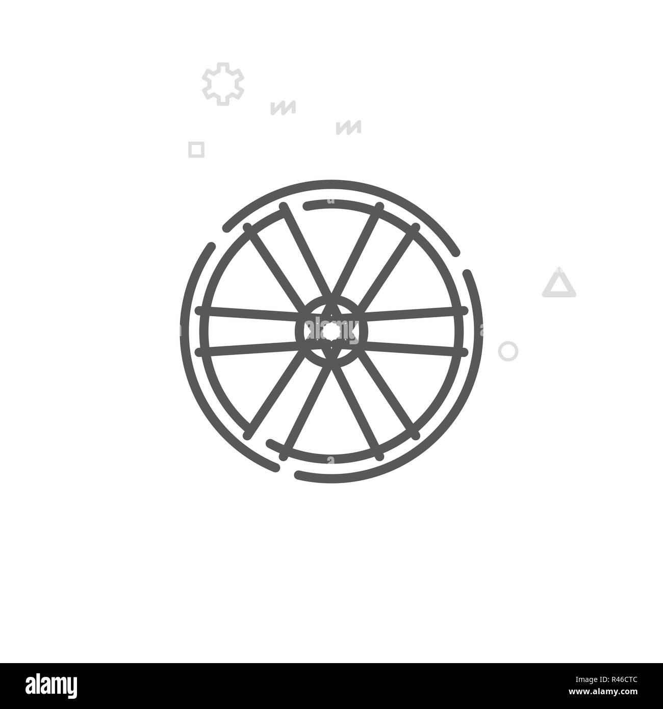 Bike Rim and Spokes Line Icon. Bicycle Wheel Symbol, Pictogram, Sign ...
