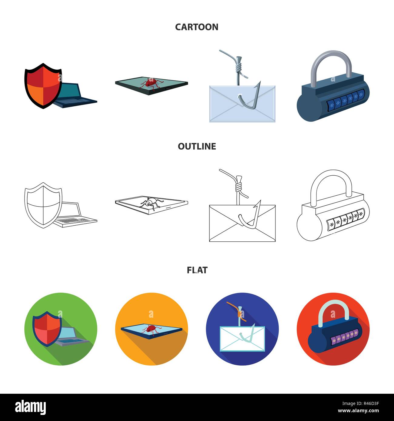 Hacker System Connection Hackers And Hacking Set Collection Icons In Cartoon Outline Flat