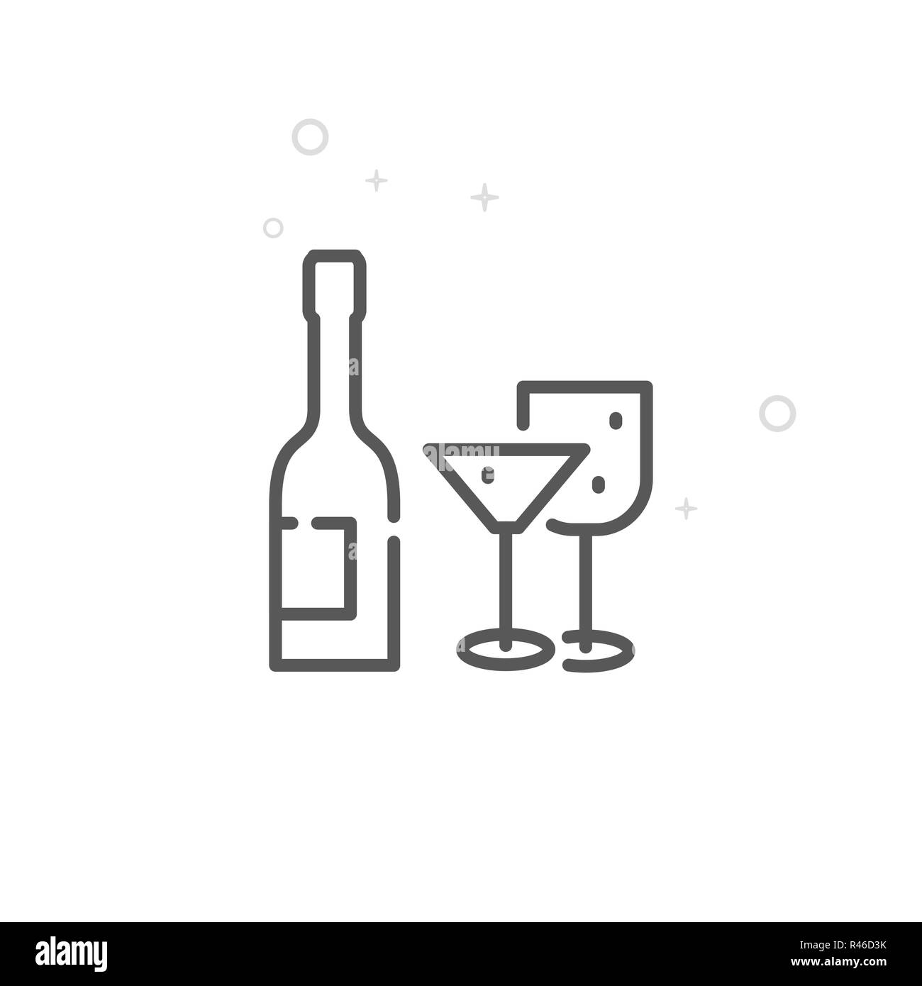 Wine Bottle and Glasses Line Icon. Wedding Alcohol Symbol, Pictogram ...