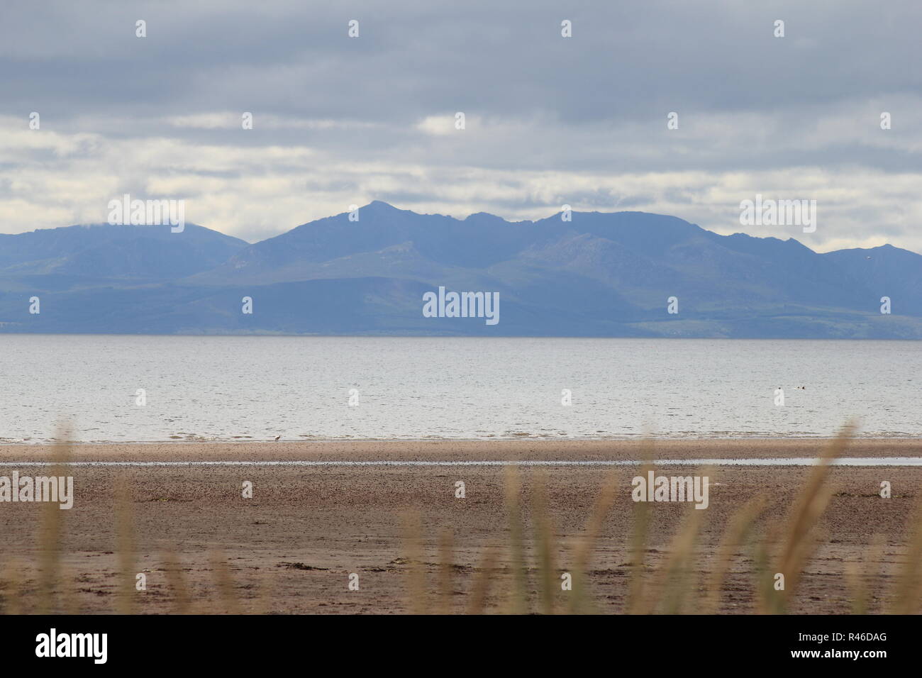 A view over to the Isle of Arran from Royal Troon Golf Club Stock Photo ...