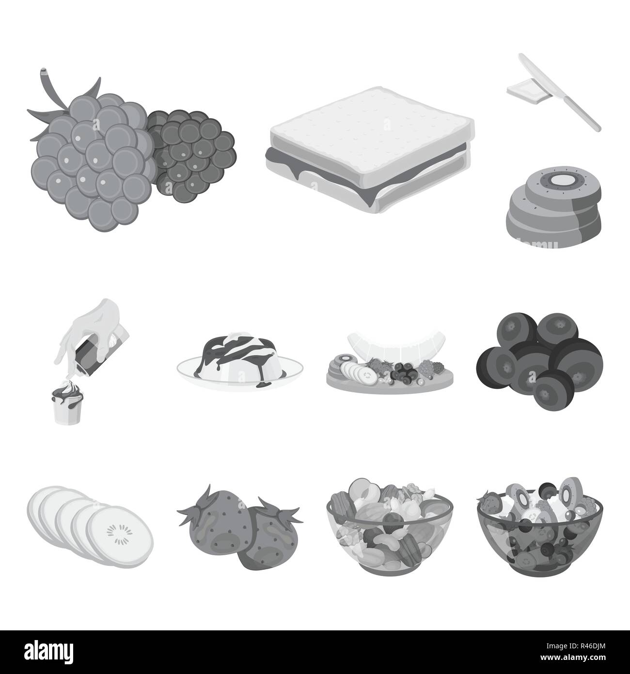 Dessert fragrant monochrome icons in set collection for design. Food ...