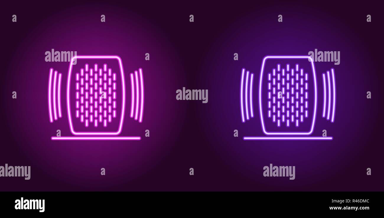 Neon Home speaker, glowing sign. Vector illustration of Voice assistant ...