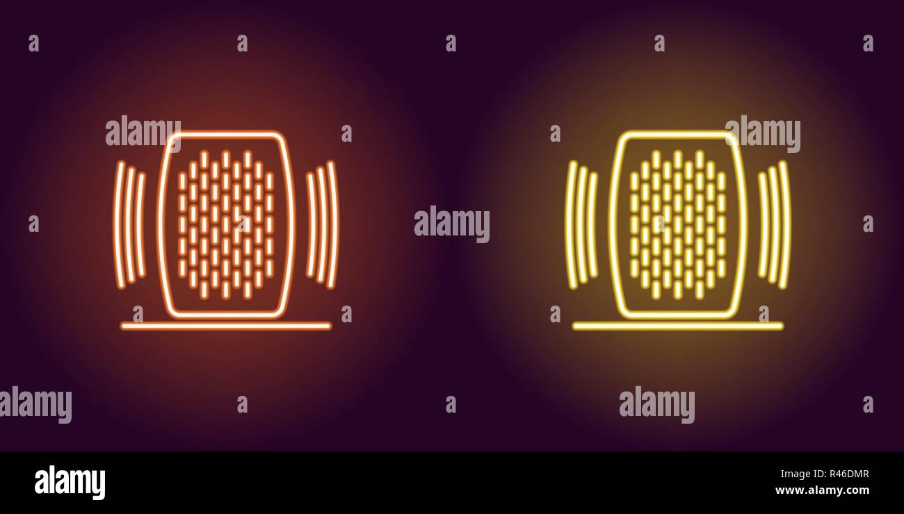Neon Home speaker, glowing sign. Vector illustration of Voice assistant ...